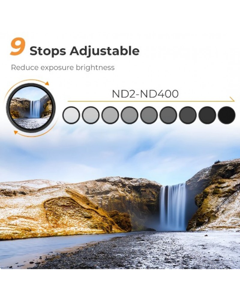 K&F Variable ND Filter ND2-ND400 Neutral Density 82mm
